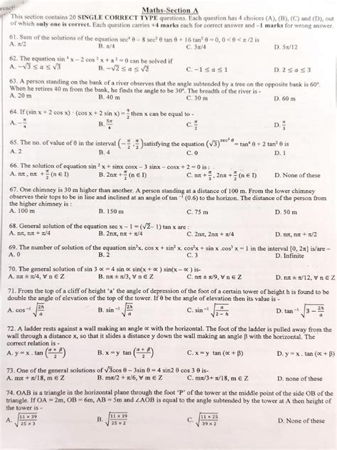Test 10 Trigonometric Equations Pdf
