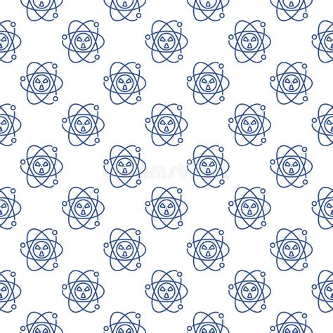 Atom With Radiation Vector Renewable Nuclear Energy Thin Line Seamless Pattern Stock Vector