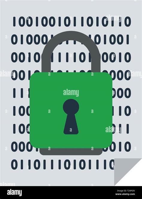 Data Security Icon Sheet With Binary Code And Lock Flat Color Design