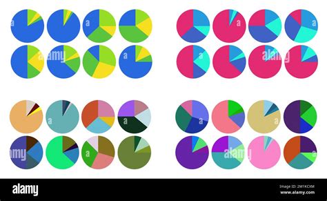 Colorful Pie Chart And Diagram Collection Segment Slice Circle Icons