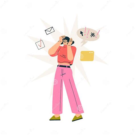 Multitasking Woman Character Doing Multiple Task Vector Illustration Stock Illustration