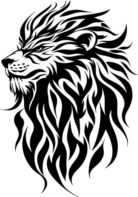 Majestic Lion Head Tribal Tattoo Design For Creative Projects 55277732