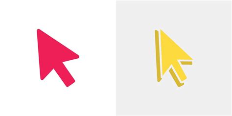Digital Cursors Red Arrow Icon Yellow 3d Cursor Design On White