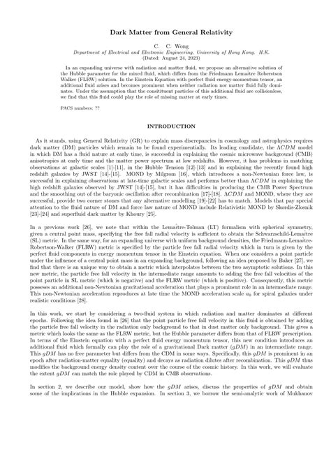 Pdf Dark Matter From General Relativity