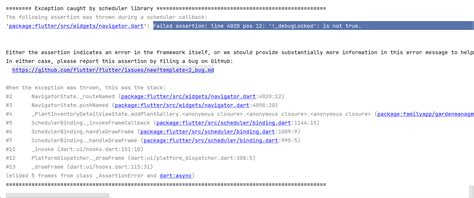 Failed Assertion Line 4020 Pos 12 Debuglocked Is Not True · Issue 105894 · Flutter