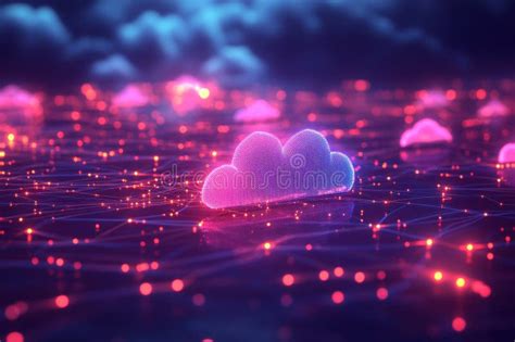 Digital Connectivity Glowing Data Nodes Drift In A Digital Cloud Ideal For Sleek Banner Design