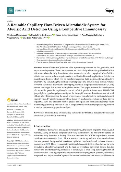 Pdf A Reusable Capillary Flow Driven Microfluidic System For Abscisic Acid Detection Using A