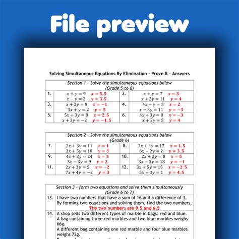 Simultaneous Equations Graded Worksheet Andy Lutwyche