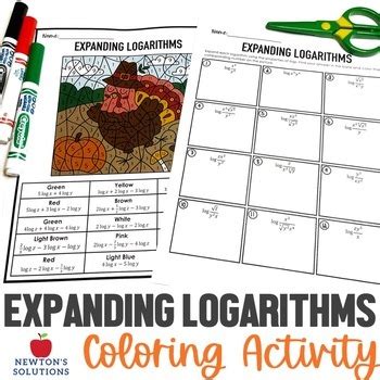 Expanding Logarithms Color By Number Thanksgiving Activity TPT