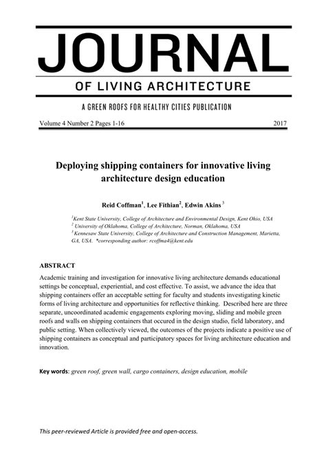 Pdf Deploying Shipping Containers For Innovative Living Architecture Design Education