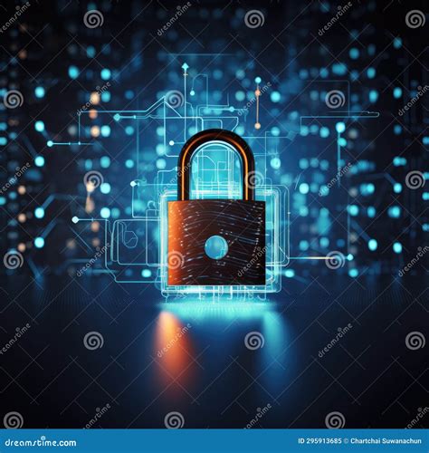 cybersecurity and data concept lock binary digits key background orange and dark modern