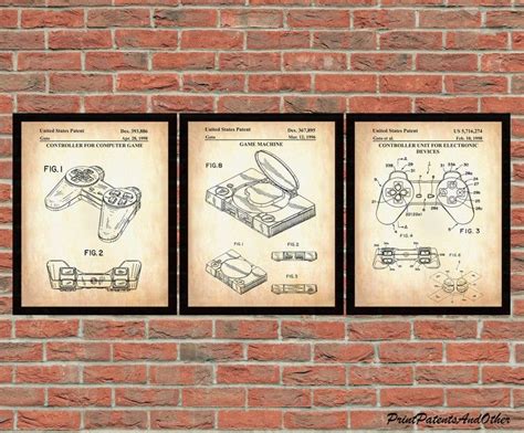 Playstation 1 Patent Prints Ps1 Console Blueprint Sony Video Etsy