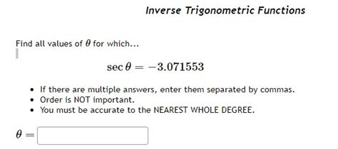 Solved Inverse Trigonometric Functions Find all values of θ Chegg com