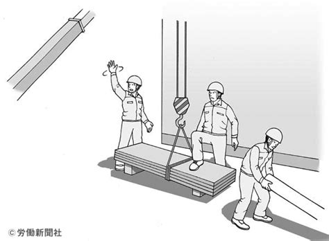 玉掛けした資材のクレーン吊り上げ作業｜危険予知訓練（kyt）シート｜労働新聞社