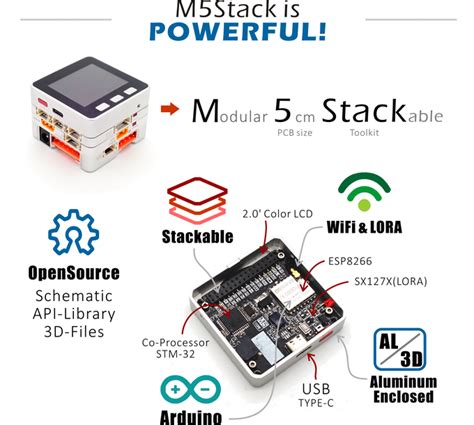 M5stack Stackable Arduino With Compact Aluminum Shell M B Raw