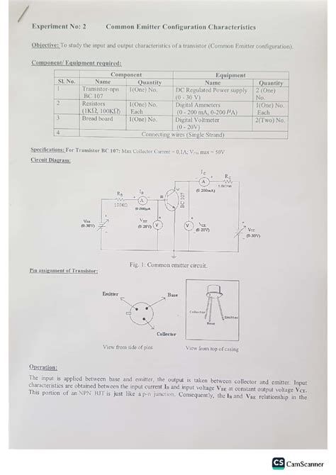 Common Emitter Configuration Characteristics Electrical Engineering