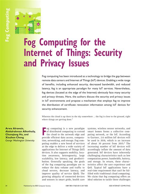 Pdf Fog Computing For The Internet Of Things Security And Privacy Issues