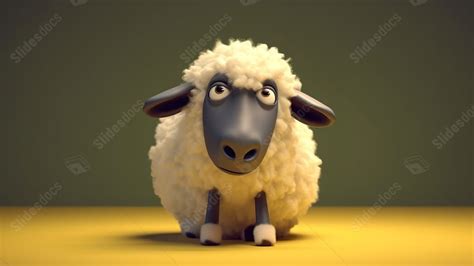Playful Sheep Presented In 3d Design Powerpoint Background For Free