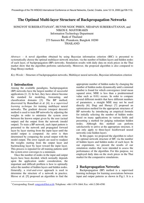 Pdf The Optimal Multi Layer Structure Of Backpropagation Networks