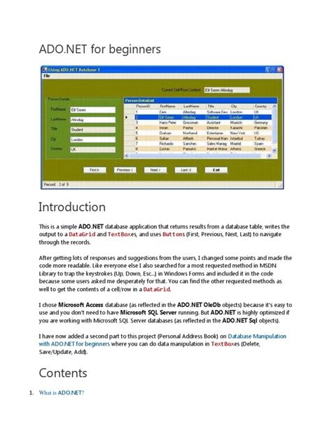 Datagrid Textbox Button Database Manipulation Pdf Active X Data