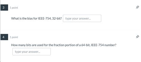 Solved 3 1 Point What Is The Bias For Ieee 754 32 Bit Type