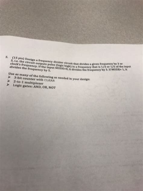 Solved Design A Frequency Divider Circuit That Divides A Chegg Com