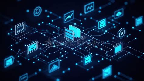Modern Tech Design Shows Digital Data Network Icons Of Files Data Communication Connect In
