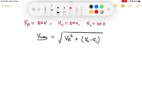 Solved In An L R C Series Circuit The Rms Voltage Across The Resistor