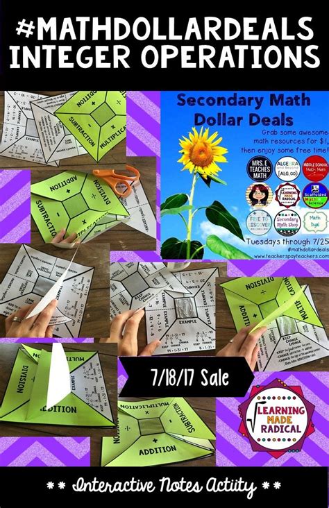 Integer Operation Interactive Notes Activity Secondary Math Radicals