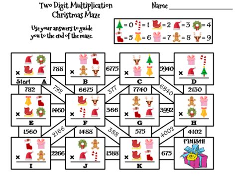 Two Digit Multiplication Activity Christmas Math Maze Teaching Resources