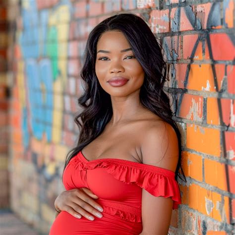 Donna Incinta Nera Che Posa Foto Gratis