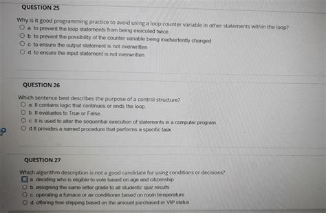 Solved Question 25 Why Is It Good Programming Practice To