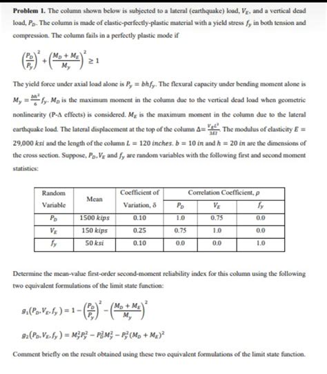 Solved Problem The Column Shown Below Is Subjected To A Chegg