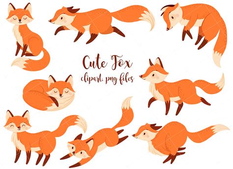 Cute Fox Clipart Fox Clipart Fox Cub Clipart Cute Fox Png Etsy México