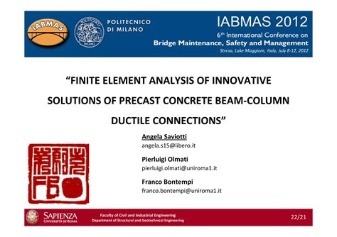 Finite Element Analysis Of Innovative Solutions Of Precast Concrete