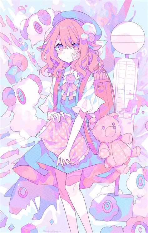 背着学生书包的可爱女孩插画图片 Bobopic