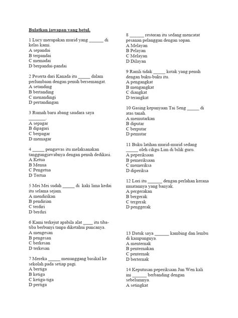 Latihan Kata Berimbuhan Awalan Akhiran Tahun 3 Pdf
