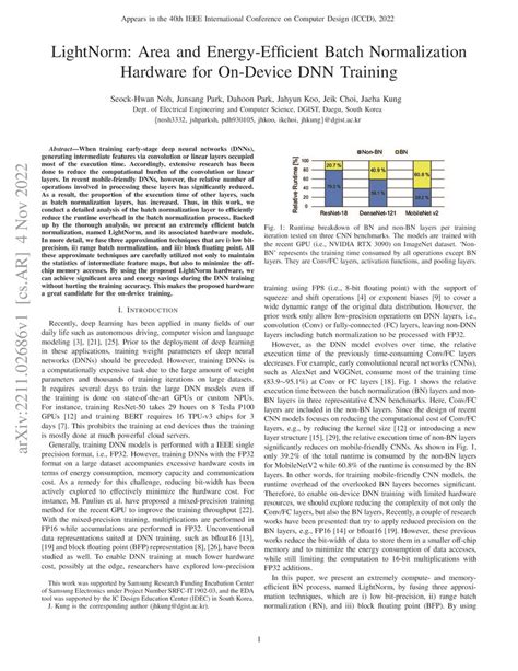 Lightnorm Area And Energy Efficient Batch Normalization Hardware For