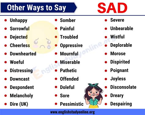 Descriptive Words For Sad At Ashley Bruny Blog