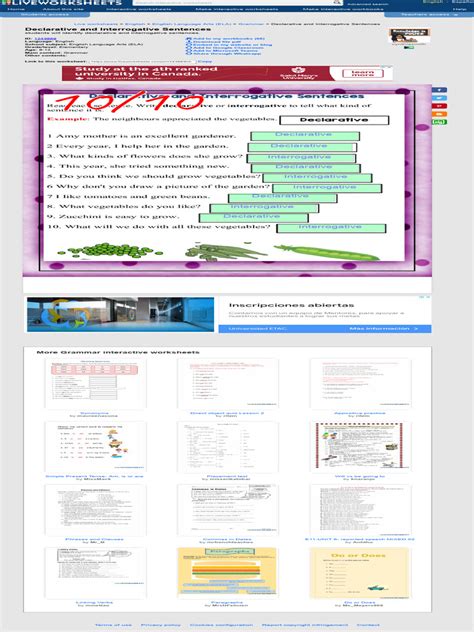 Declarative And Interrogative Sentences Interactive Activity Pdf