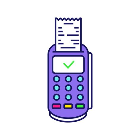 Payment Terminal Receipt Color Icon Successful POS Terminal Transaction E Payment Isolated