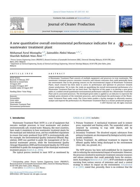 A New Quantitative Overall Environmental Performance Indicator For A