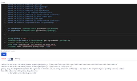 Confluence Retrieve All The Pages Within A Space With Scriptrunner Stack Overflow