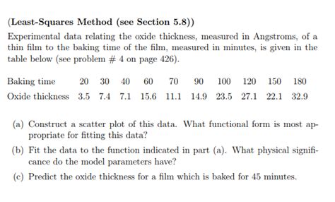 Solved Least Squares Method See Section 5 8 Experimental Chegg Com