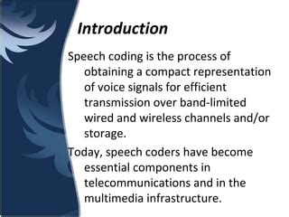Basics Of Speech Coding PPT