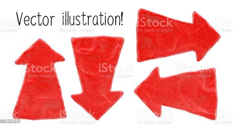 빨간색 플라스틱 수제 차원 화살표 아이콘을 설정합니다 퍼티 디자인 다른 모양의 화살표는 흰색 배경에 격리되어 있습니다 개념에 대한 스톡 벡터 아트 및 기타 이미지 Istock