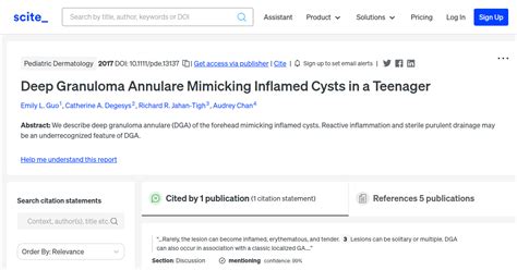 [citation Report] Deep Granuloma Annulare Mimicking Inflamed Cysts In A Teenager