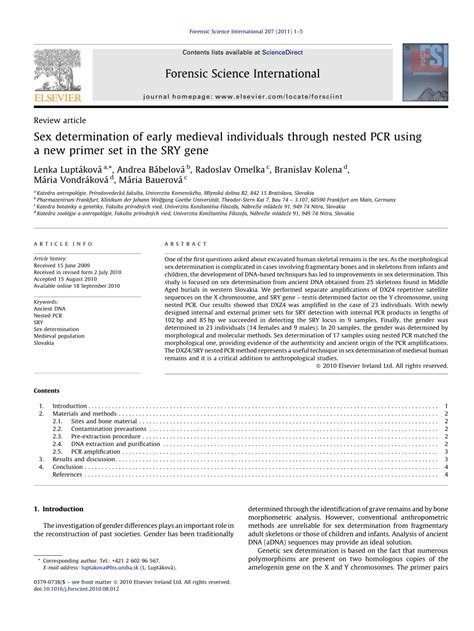Pdf Sex Determination Of Early Medieval Individuals Through Nested Pcr Using A New Primer Set Pdf Sex Determination Of Early Medieval Individuals Through Nested Pcr Using A New Primer Set