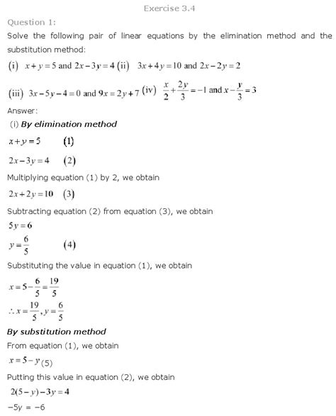 Ncert Solutions Class 10 Maths Ch 3 Pair Of Linear Equations In Two