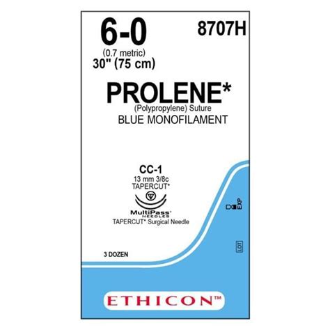 Prolene Suture 6 0 30 Polypropylene Monofilament Cc 1cc 1 Blue 36bx
